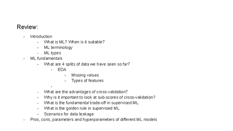 CS 360 - Midterm 1: Machine Learning Fundamentals and Techniques - Studocu