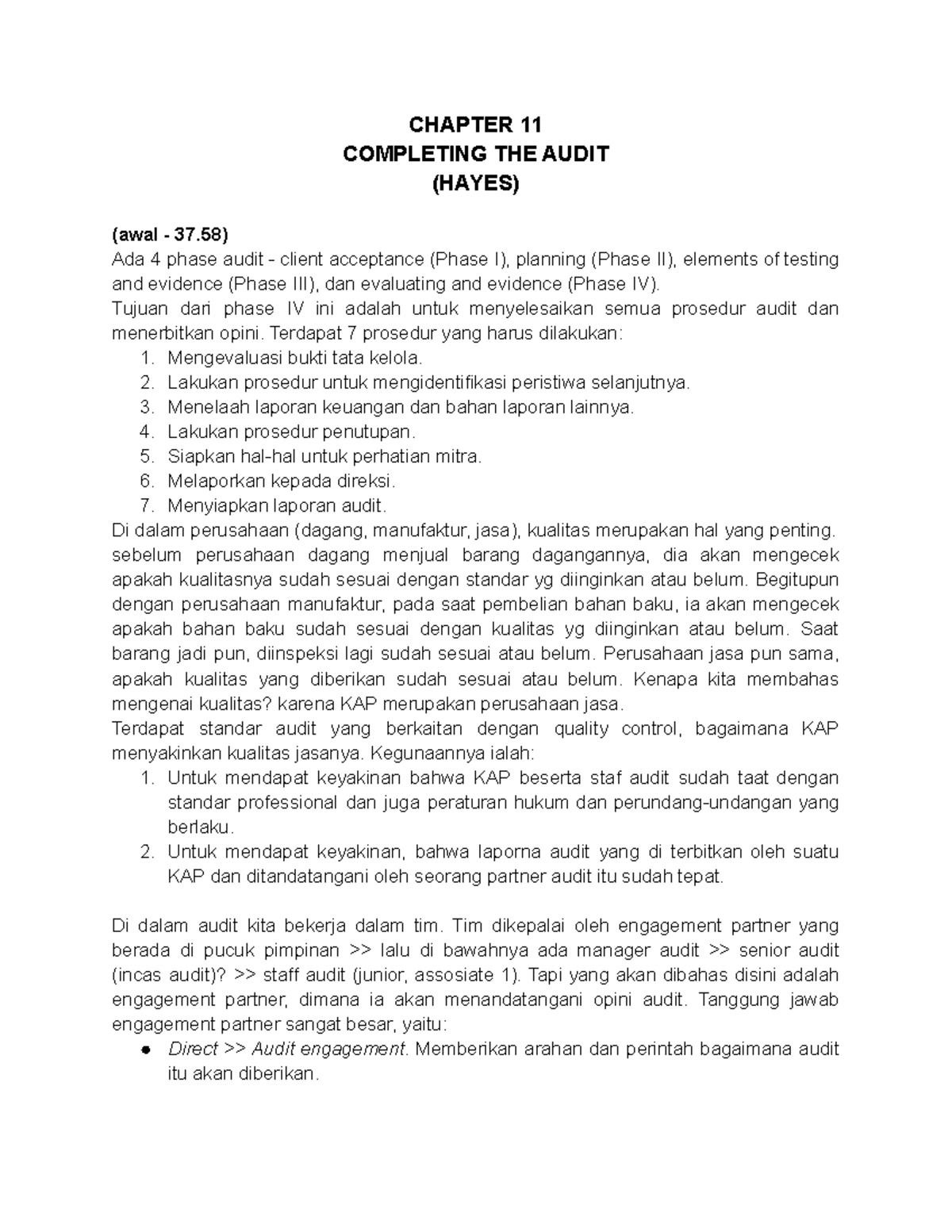 Audit 2 Pertemuan 9: Ringkasan Chapter 11 - Menyelesaikan Audit - Studocu