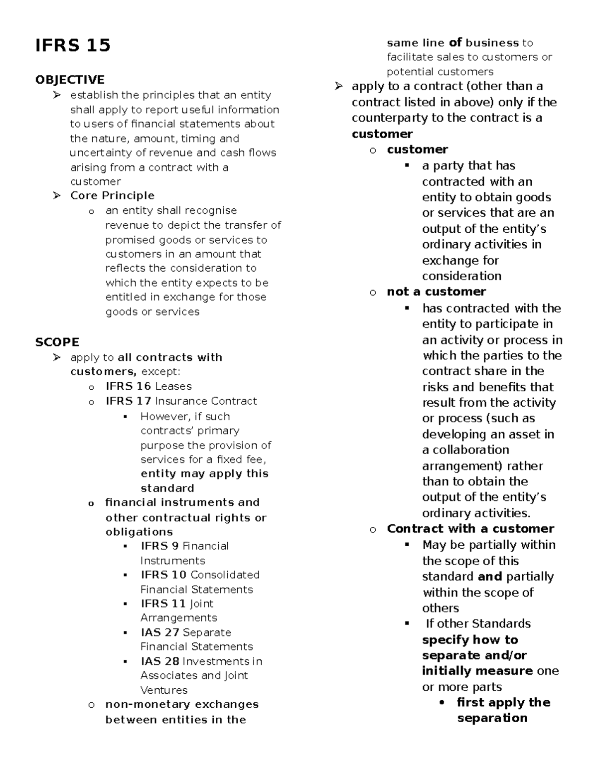 IFRS 15 summary - ifrs 15 revenue from contracts with customers - IFRS ...