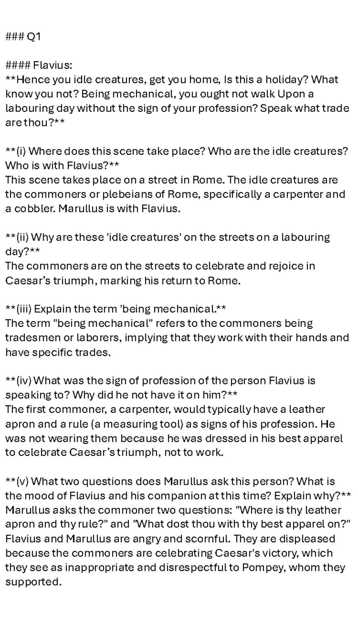 Julius Caesar Act 1 Scene 1 Analysis and Discussion Notes - Studocu