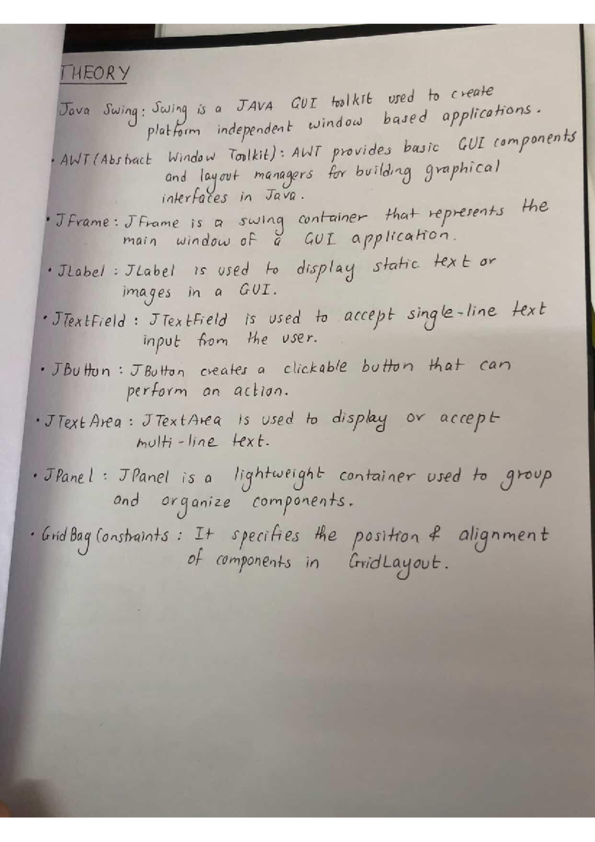 Java Lab Report: Understanding Java Swing and Object-Oriented Concepts - Studocu