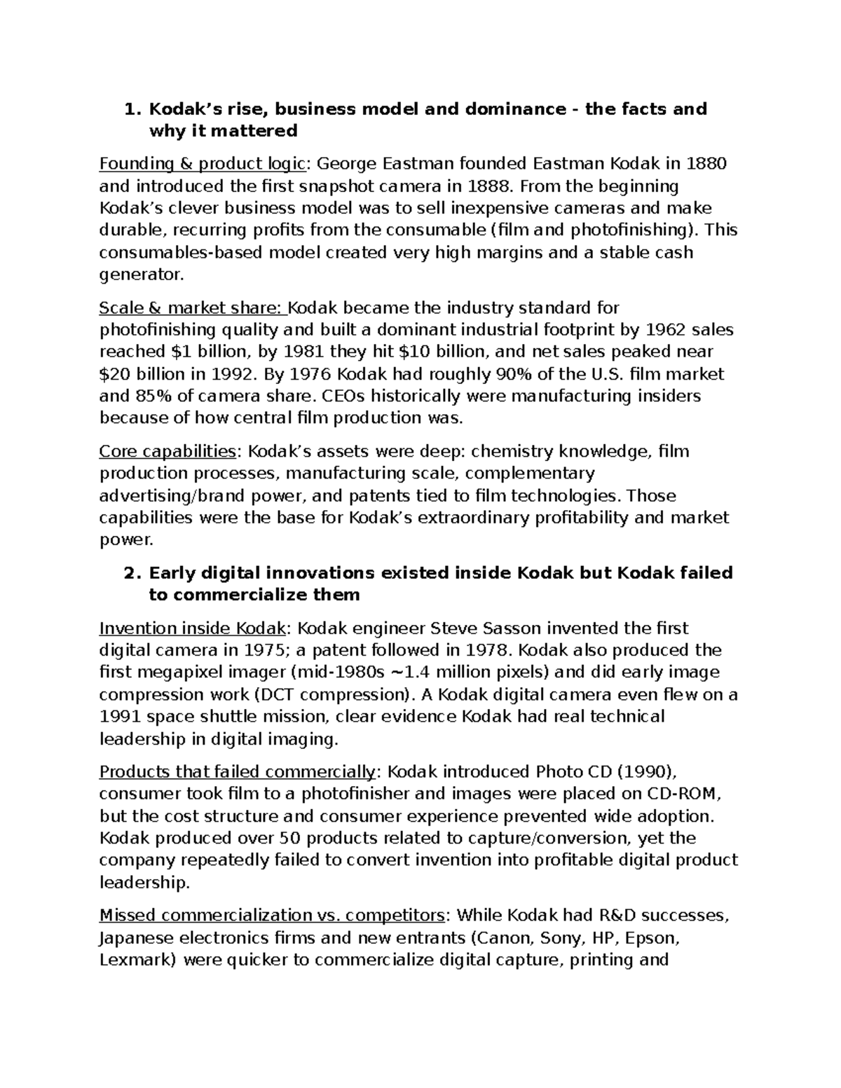 Kodak's Rise and Fall: Business Model, Innovations, and Lessons (BUS ...