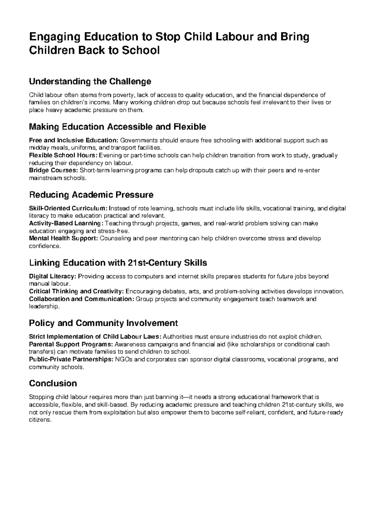Child Labour Education Solutions: Strategies for Accessible Learning ...