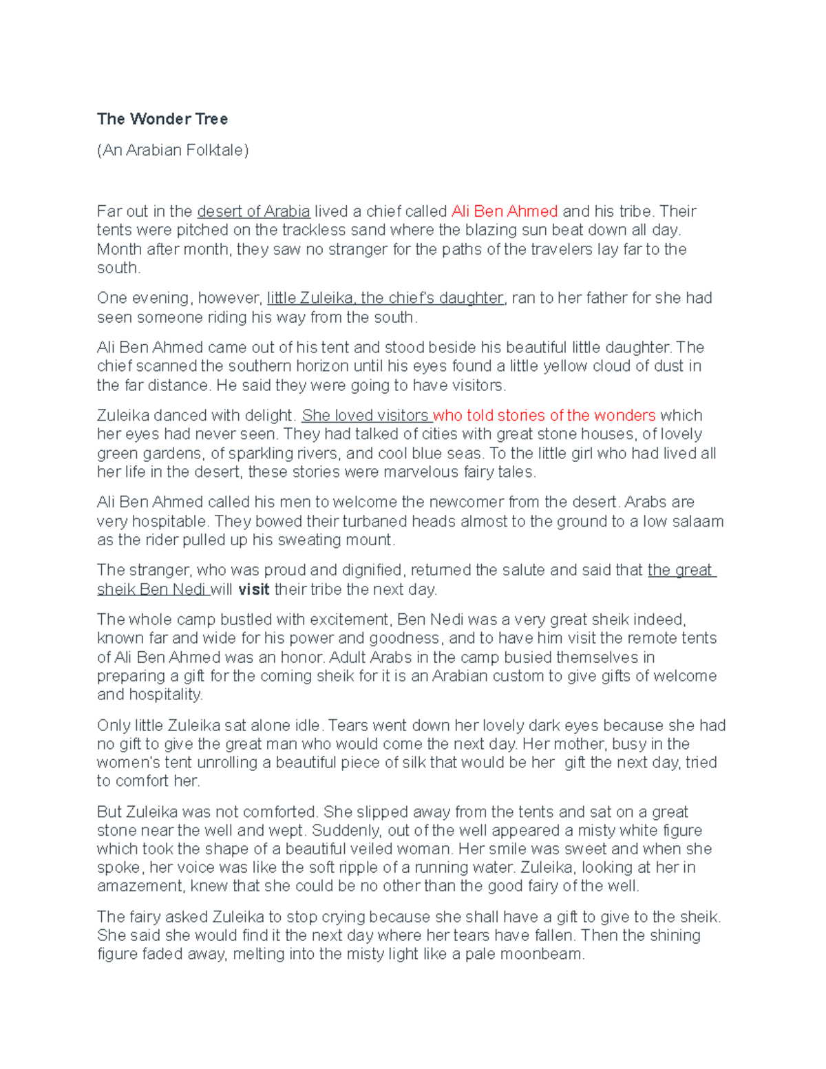 The Wonder Tree - The Wonder Tree (An Arabian Folktale) Far out in the ...