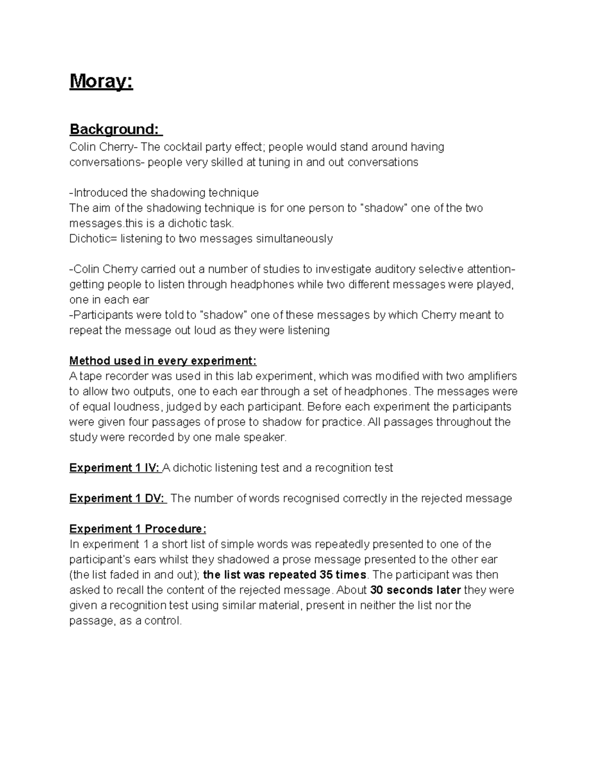 Moray - Moray: Background: Colin Cherry- The cocktail party effect ...