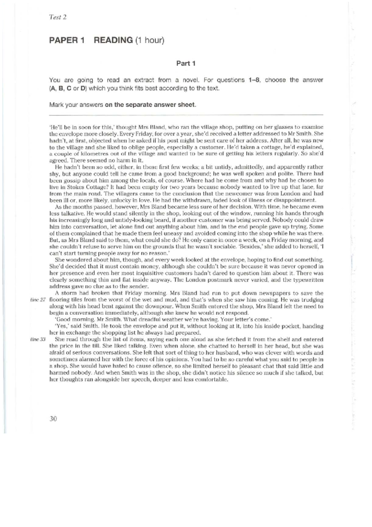 Test 2 Reading Paper 1: Analysis and Questions - Studocu