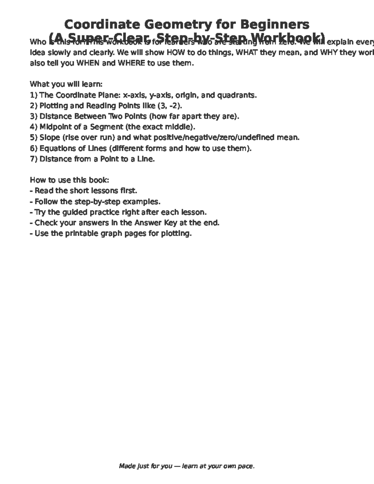 Coordinate Geometry (MATH101) Beginner Workbook for New Learners - Studocu