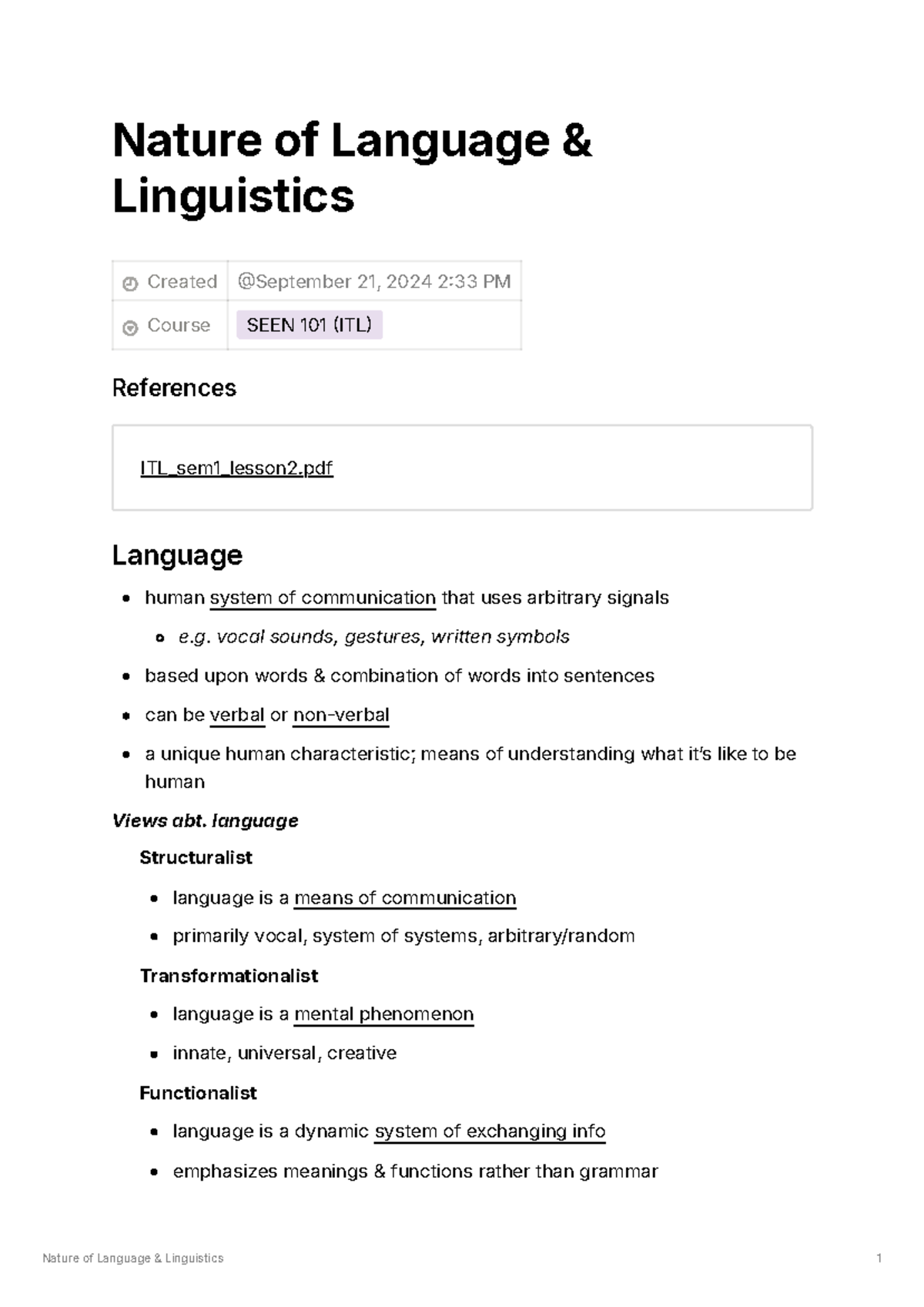 Nature of Language Linguistics - Nature of Language & Linguistics ...