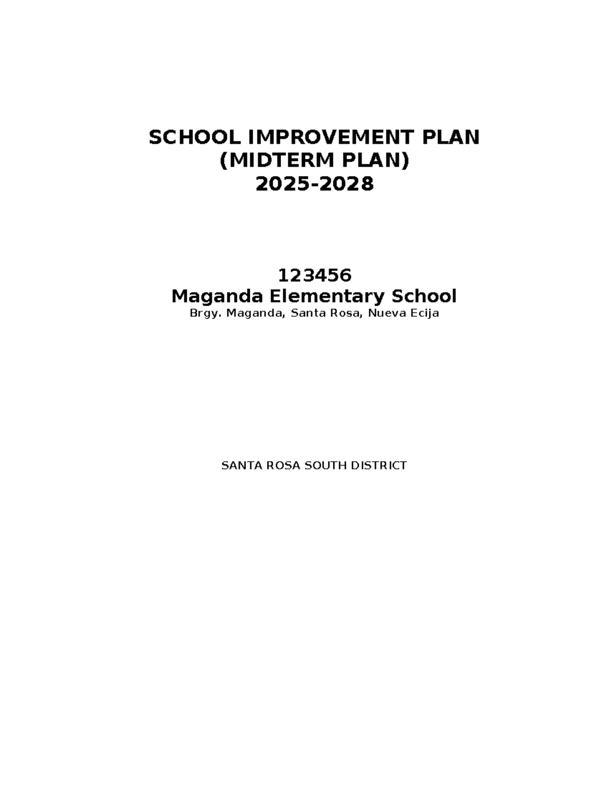 SIP-Midterm-Plan-2025-Improvement-Strategies-Maganda-El-School - Studocu