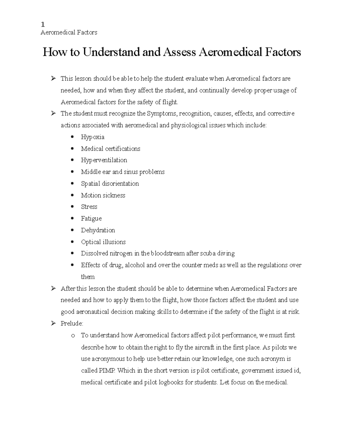 AER 101: Understanding Aeromedical Factors for Flight Safety - Studocu