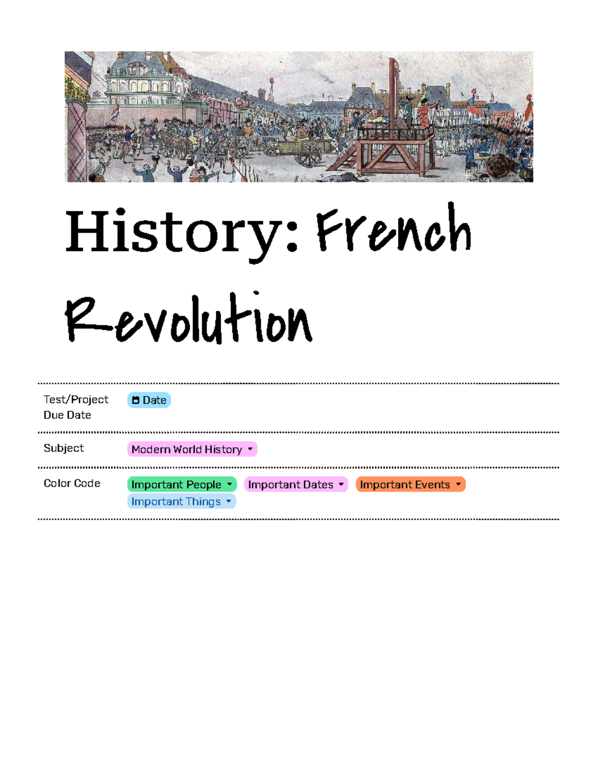 French Revolution Notes Course Guide - History: French Revolution Test ...