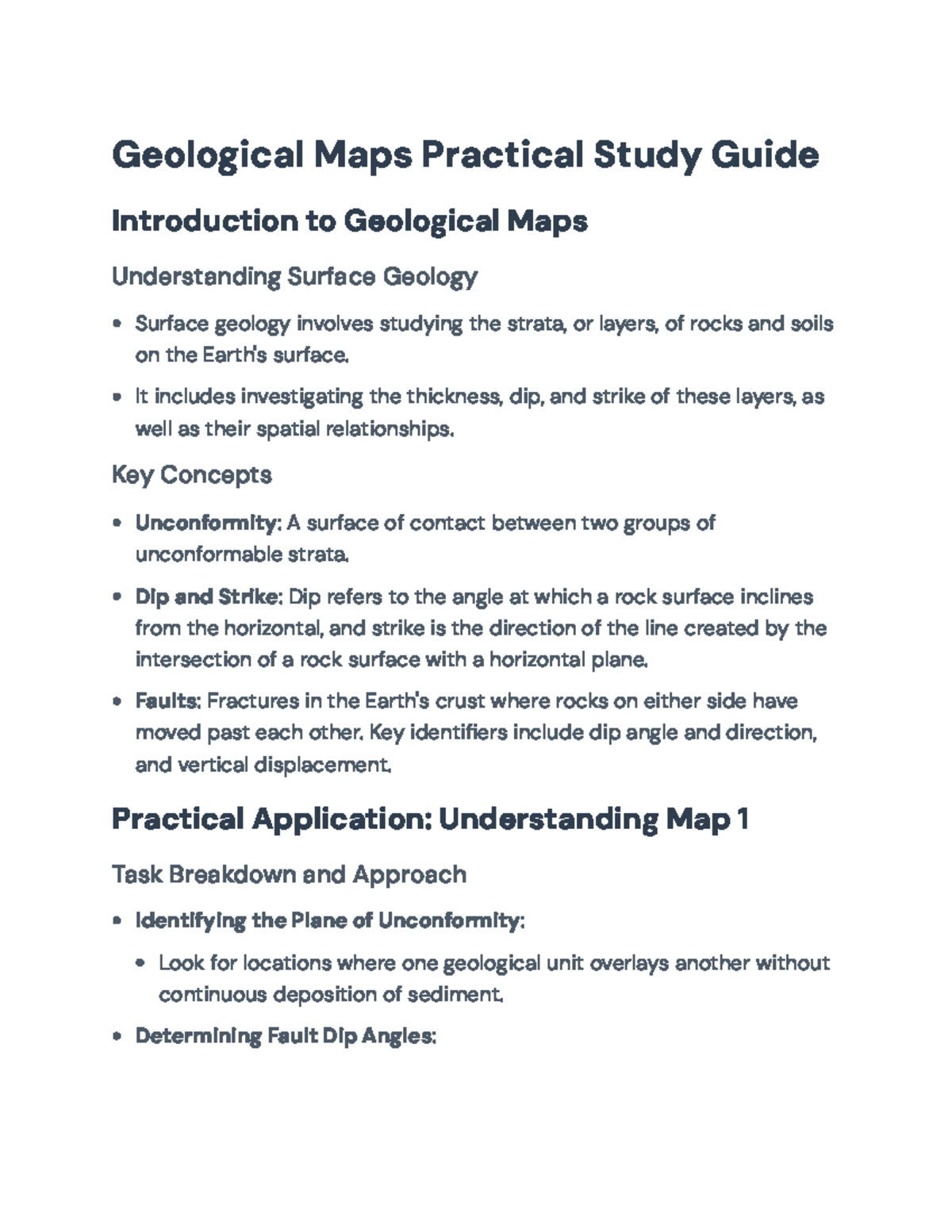 Geological Maps Practical Study Guide: Concepts and Applications ...