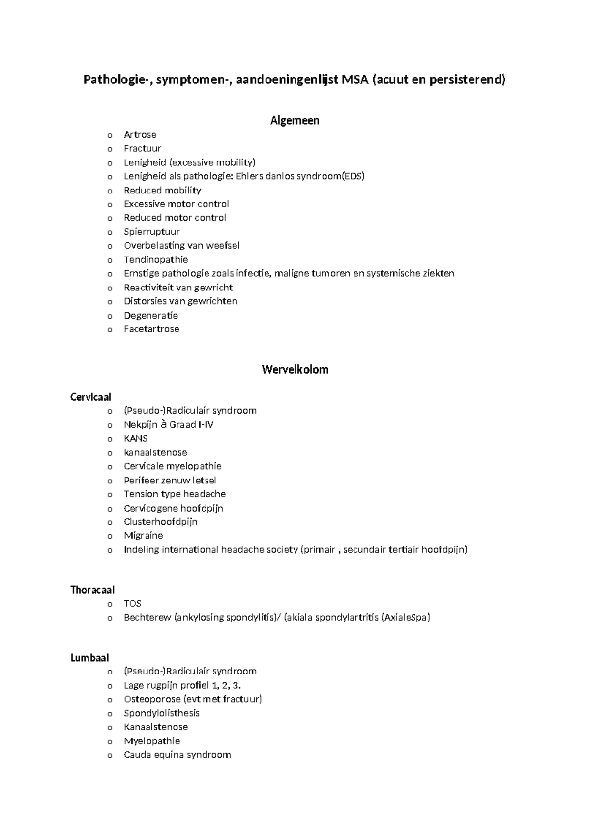 BOKS MSA - Pathologie, Symptomen en Aandoeningenlijst Overzicht ...