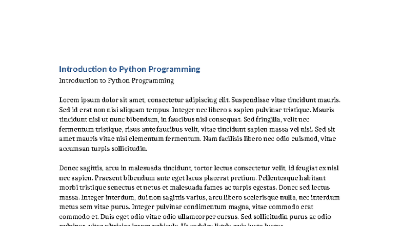 Python Programming Overview: Key Concepts and Techniques - Studocu