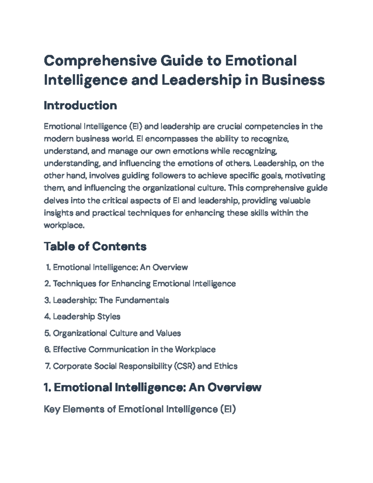 Comprehensive Guide on Emotional Intelligence & Leadership in Business ...