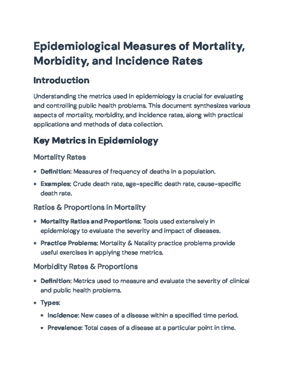 Epidemiology 101: Mortality, Morbidity & Incidence Rates Overview - Studocu