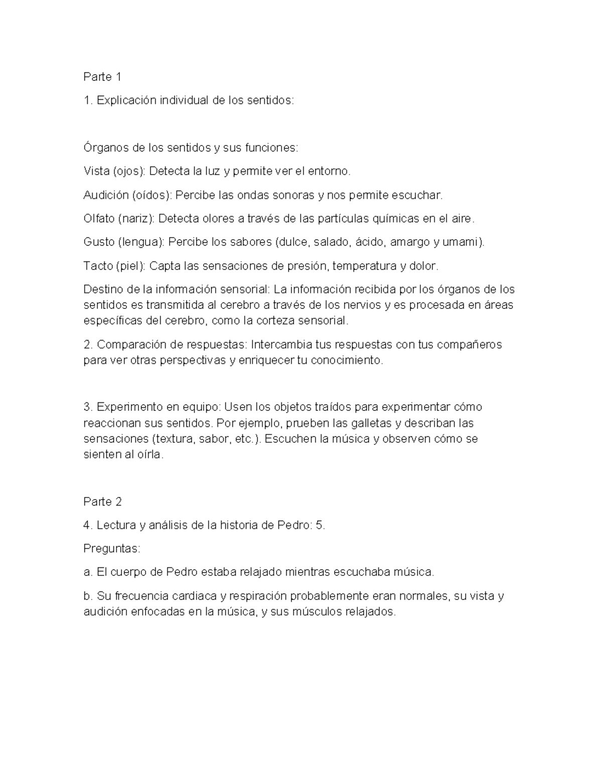 Actividad 5 (cuerpo humano) - Parte 1 Explicación individual de los ...