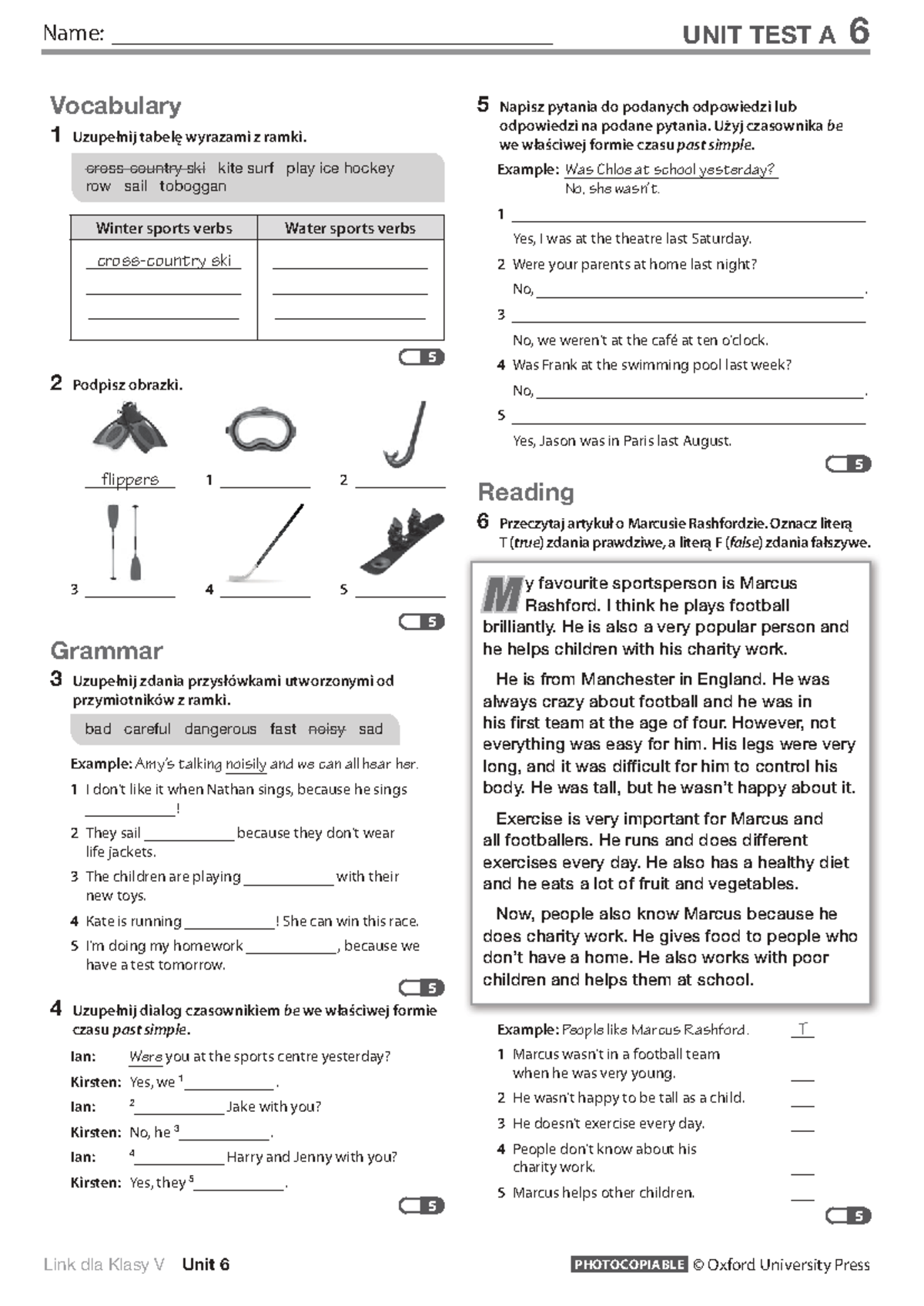 Oxford U6 Unit Test A: Vocabulary & Grammar Exercises - Studocu