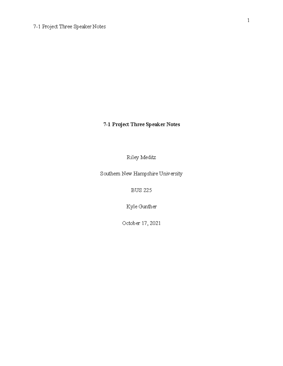 BUS 225 Final Project Three: Speaker Notes on Industry Diversification ...