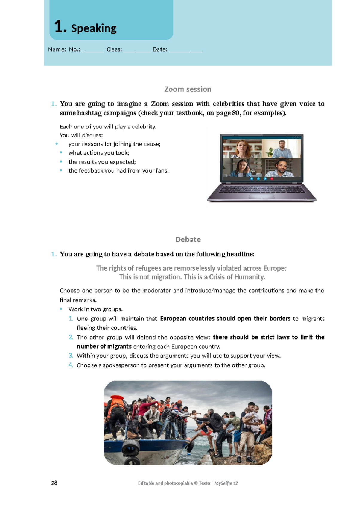 Speaking Activity: Zoom Session & Debate on Refugee Rights - Studocu