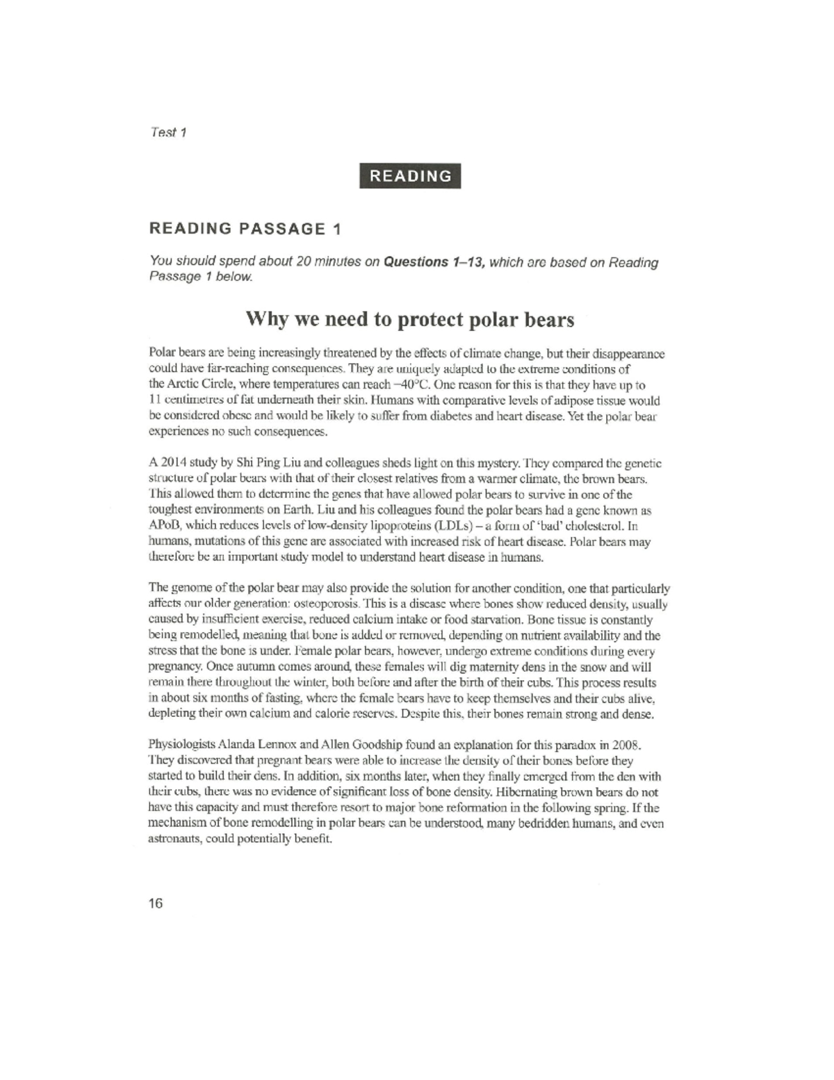 Test 1 - Reading Passage Analysis and Questions - Studocu