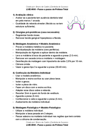 Prótese Fixa – Aula 2 - Materiais e Técnicas de Moldagem - Clínica ...