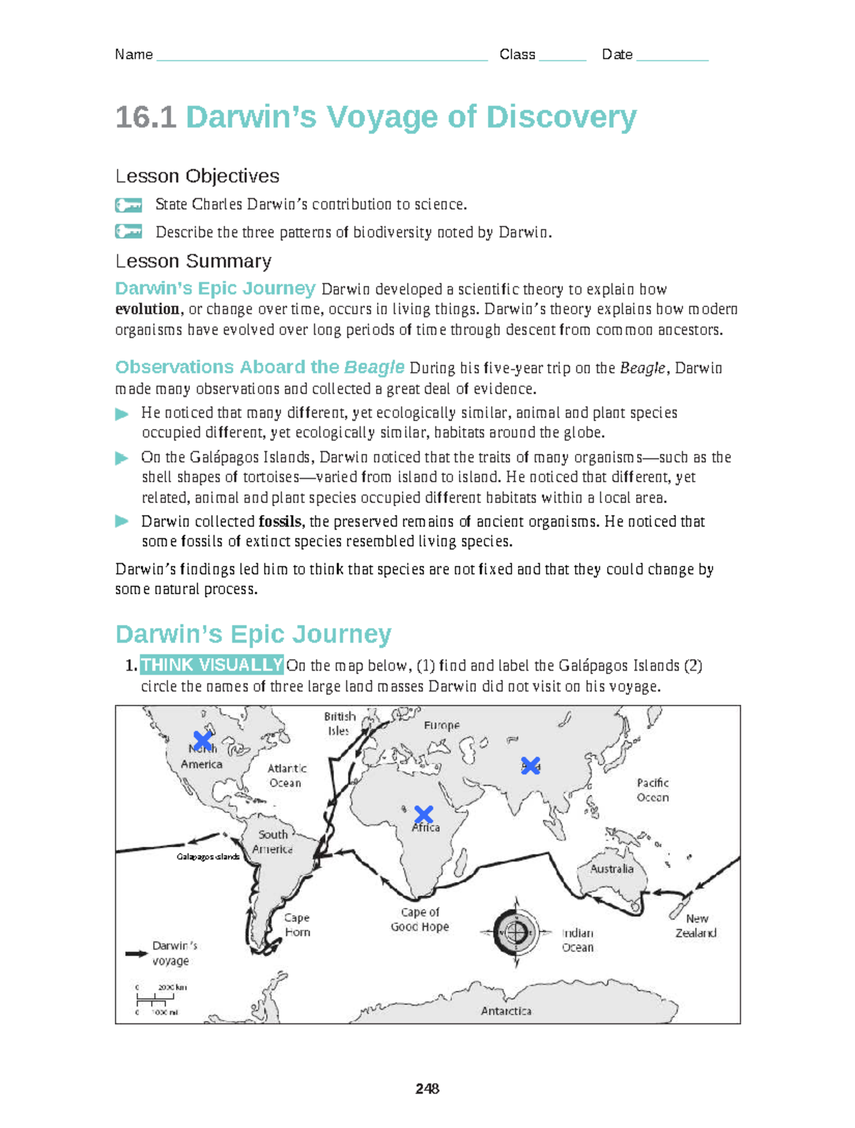 BIO 101: Darwin's Voyage of Discovery - Lesson Objectives & Summary ...