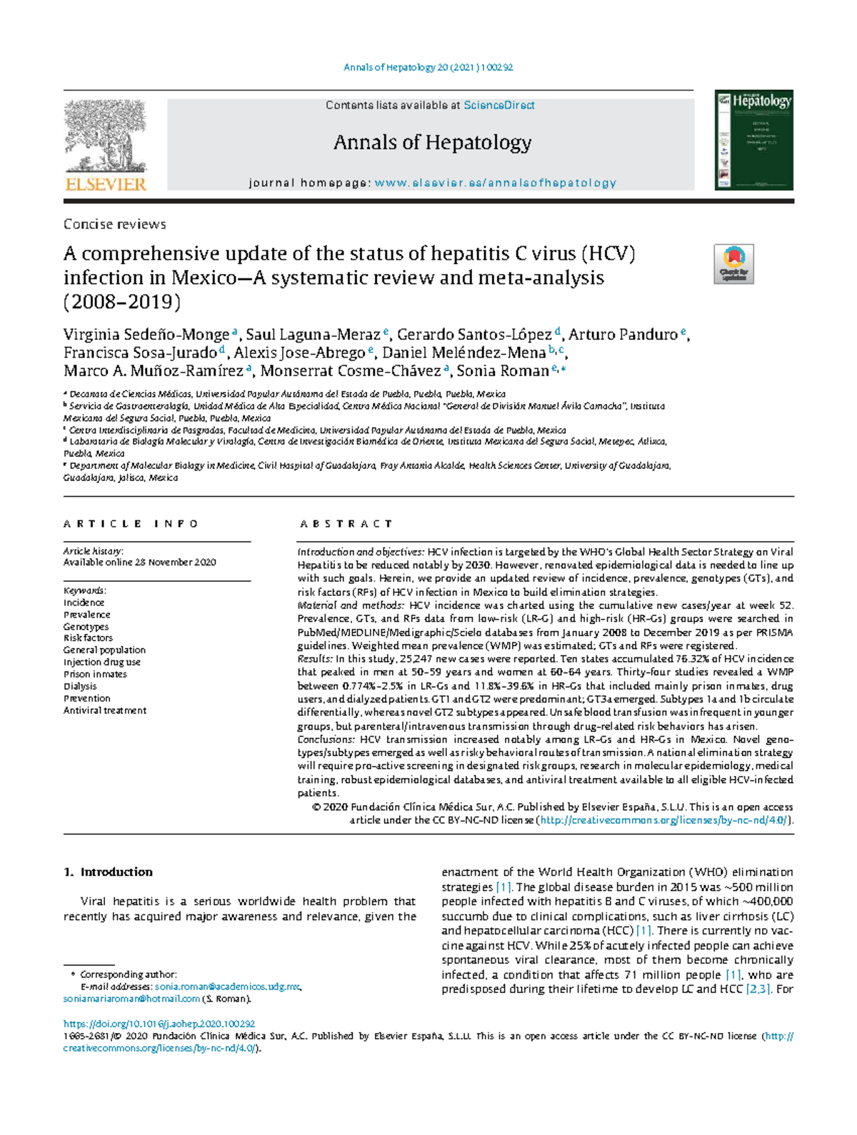 Epidemiological Review of HCV Infection in Mexico: Insights and ...