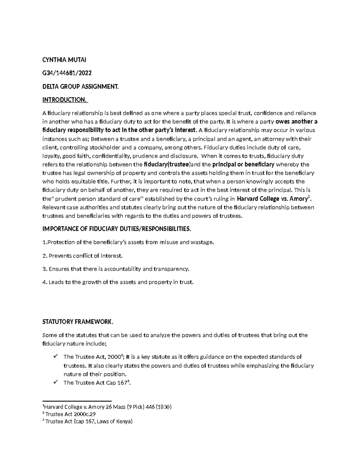 Fiduciary Duties of Trustees to Beneficiaries: G34/144681 Final Report ...