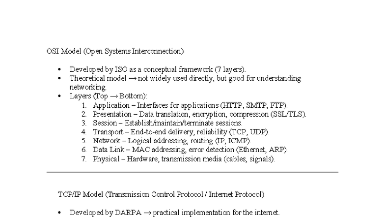 Computer Networks Q&A: OSI & TCP/IP Models Overview - Studocu