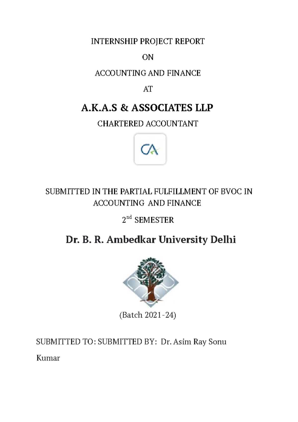 Internship Project Report on Accounting & Finance (SKP212J0025) - Studocu