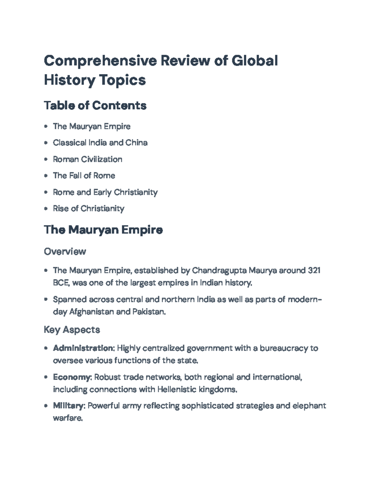 Comprehensive Review Guide for Global History Topics (HIST 101 ...