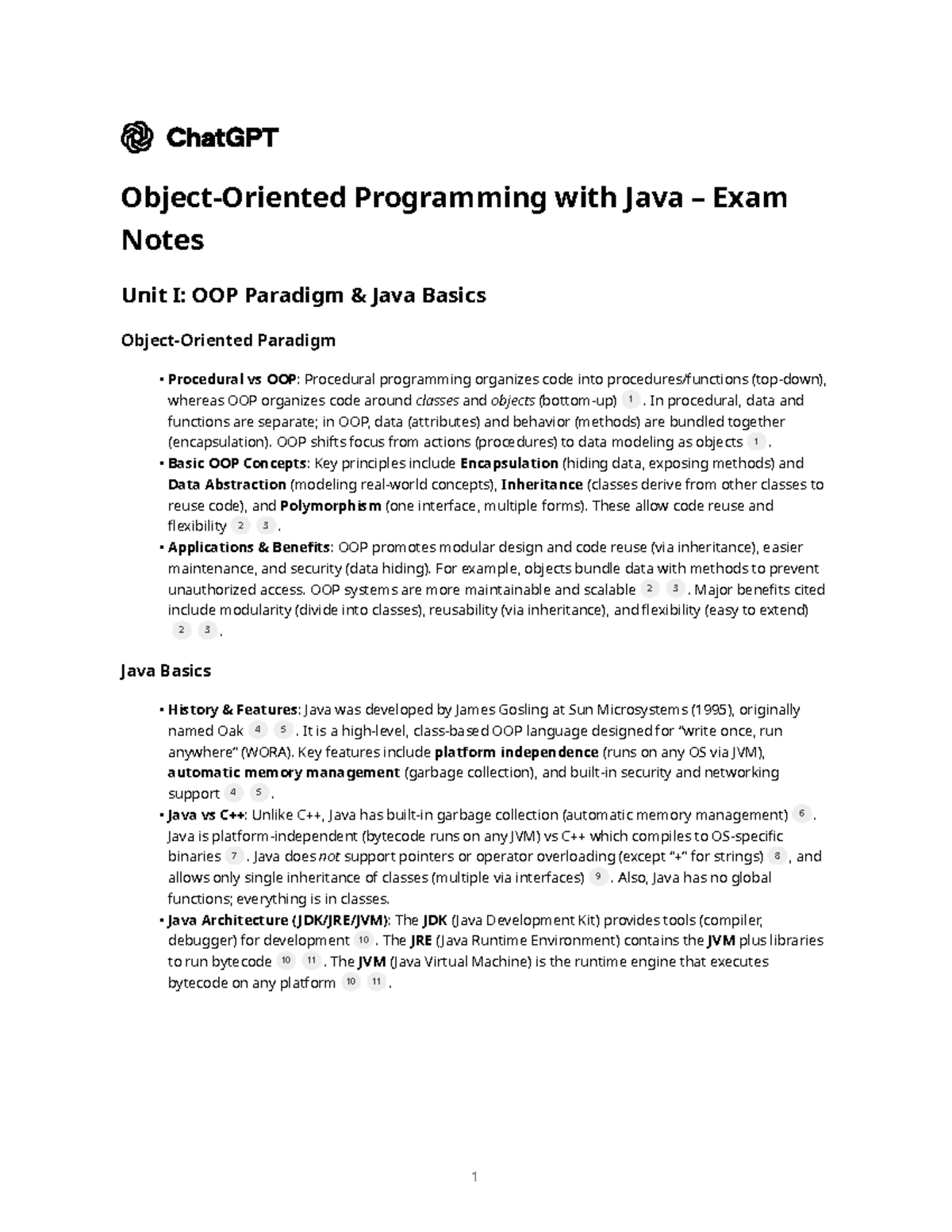 Object Oriented Programming With Java Exam Notes Cs101 Studocu