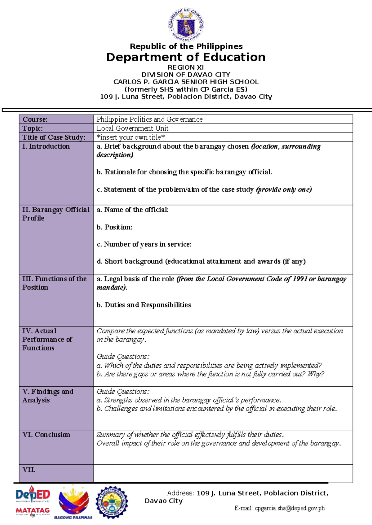 Case Study: Philippine Politics & Governance (Course Code) - Studocu