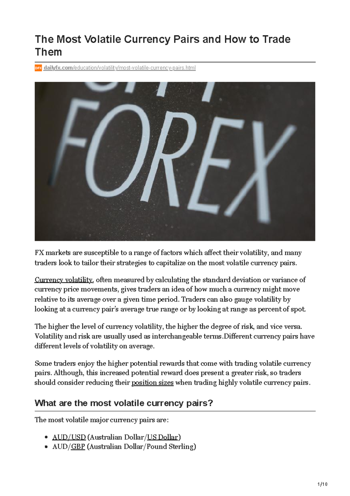 Dailyfx.com-The Most Volatile Currency Pairs and How to Trade Them ...
