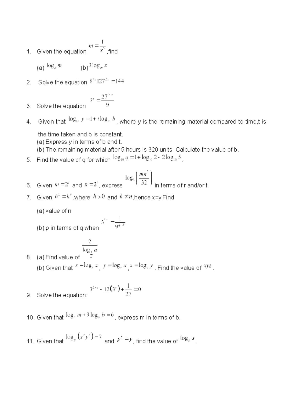 Form 4 Chapter 4 Questions: Solving Equations and Expressions - Studocu