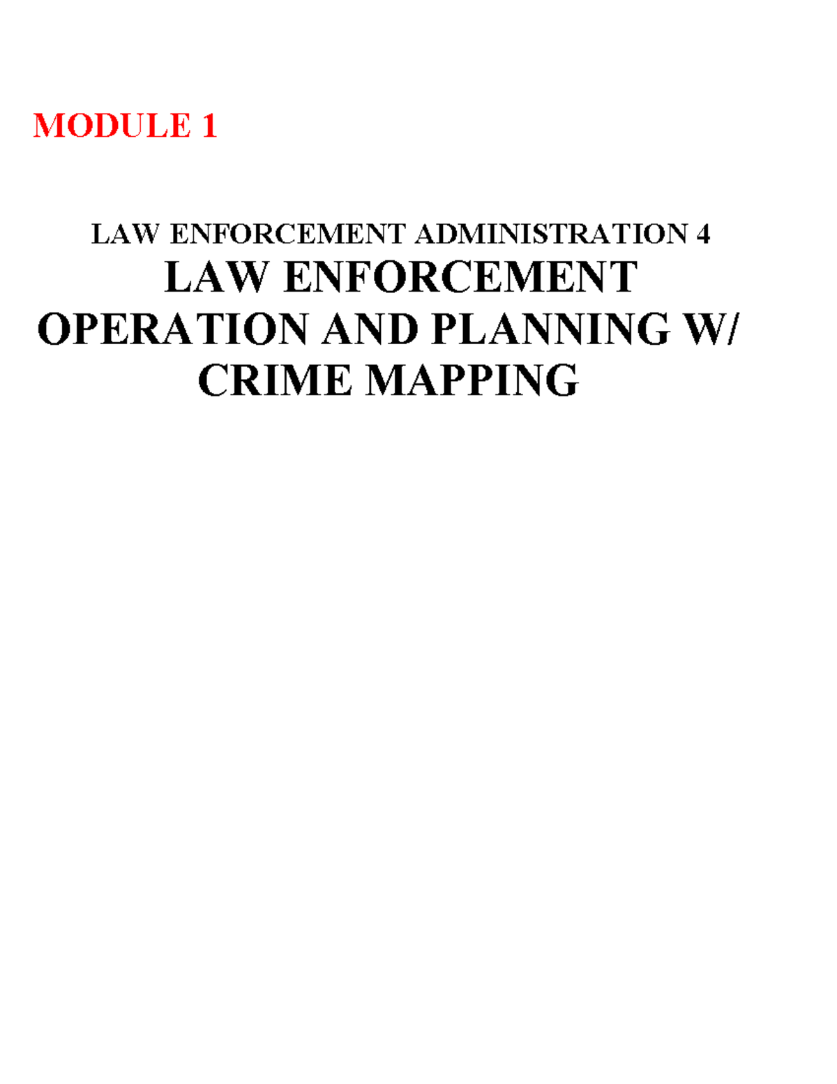 Module 1 - Introduction of Law Enforcement planning - MODULE 1 LAW ...