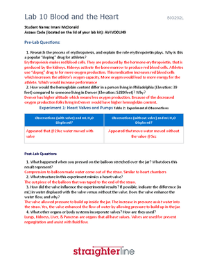 Lab Report Cardiovascular Function During Exercise Le - NAME: Jenny Le DATE: February 3, 2025 ...