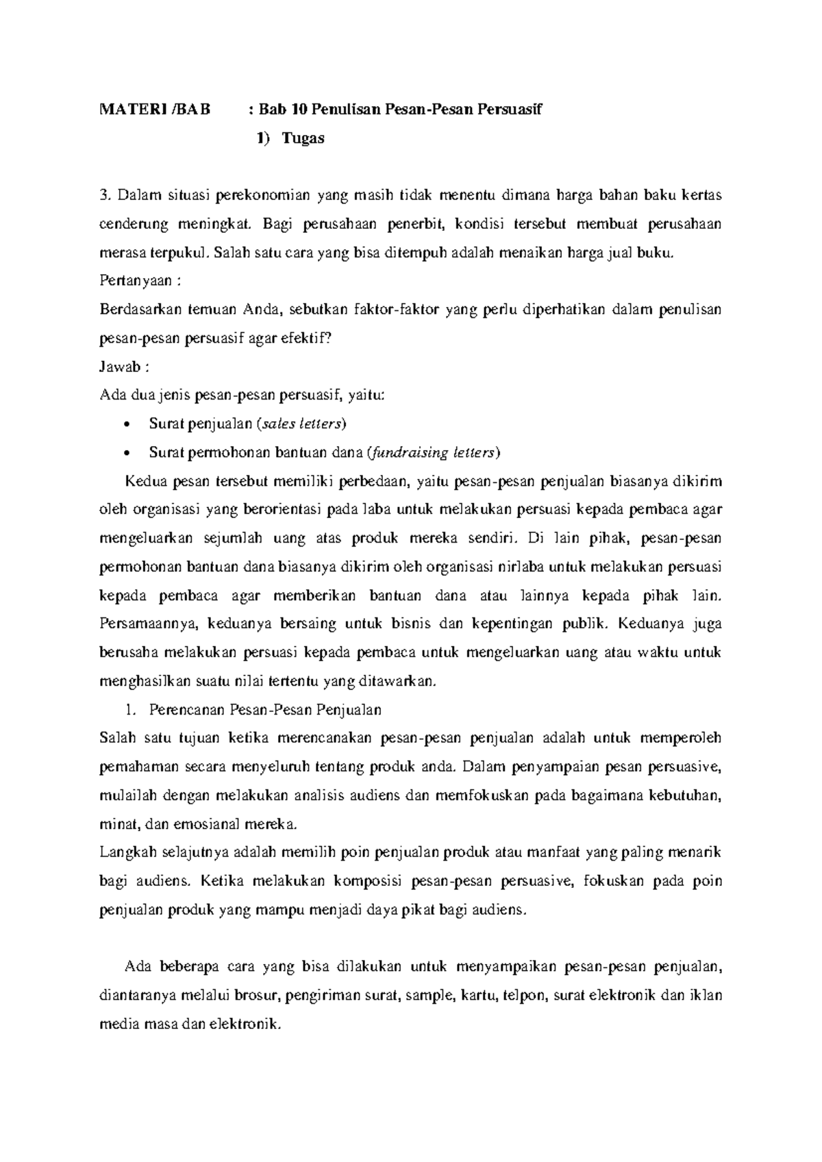 Materi Penulisan Pesan Persuasif - Bab 10: Tugas dan Panduan - Studocu