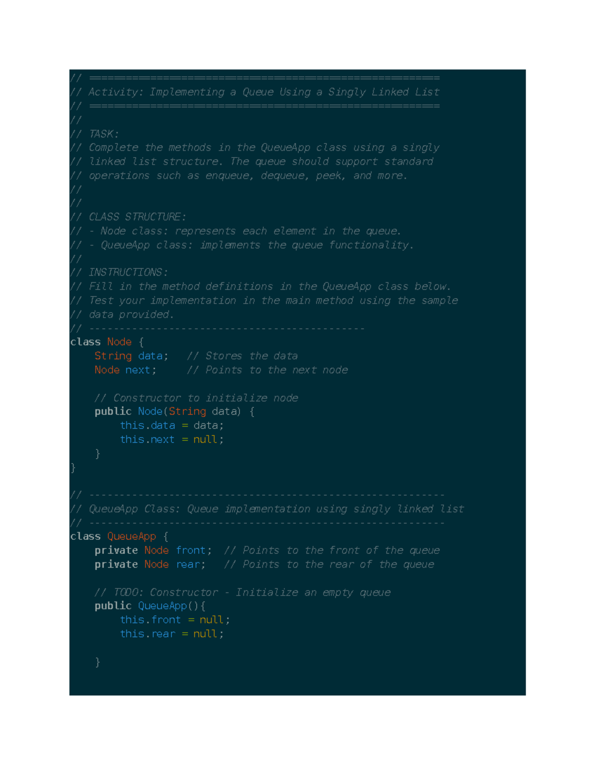 Queue Implementation Using Singly Linked List (CS101) – Sample Code ...