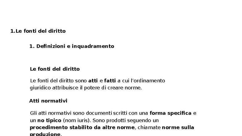 Fonti del diritto formattato - 1 fonti del diritto 1. Definizioni e ...