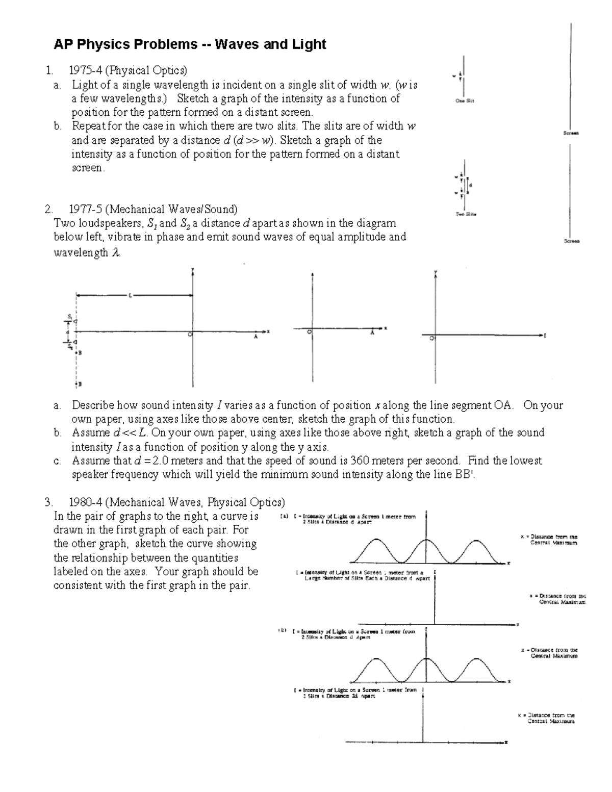 AP Physics Problems - Waves and Light (Physical Optics) - Studocu