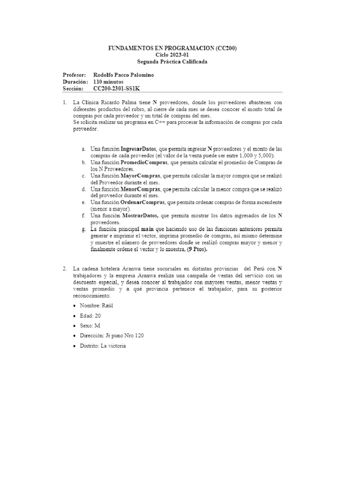 Examen Parcial - Fundamentos de Programación - Studocu