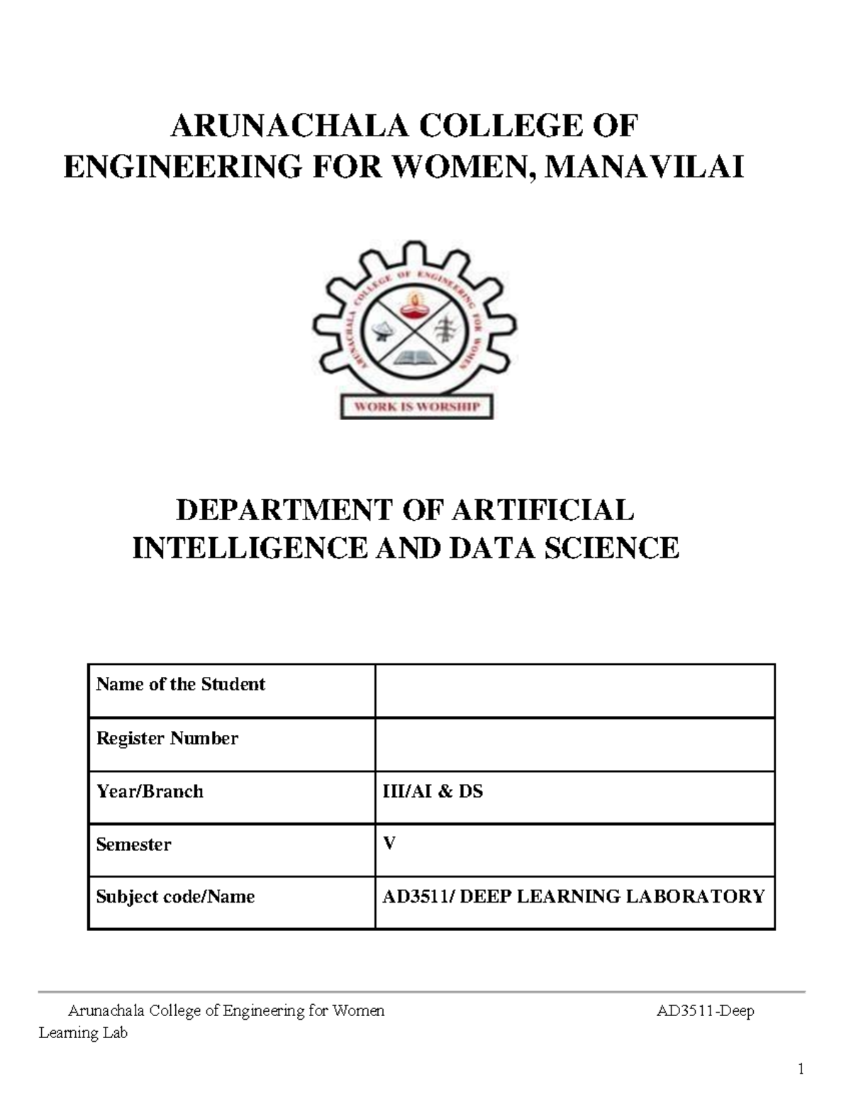 AD3511 Deep Learning Laboratory: Lab Exercises and Implementations - Studocu