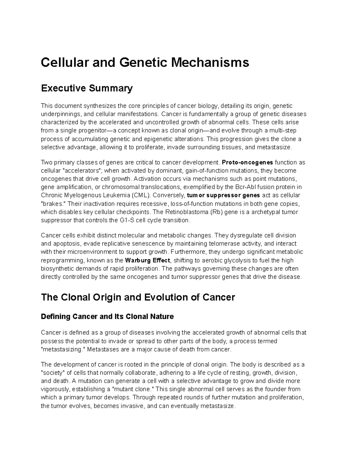 Cancer Biology: Cellular & Genetic Mechanisms (Course Code: xxx) - Studocu