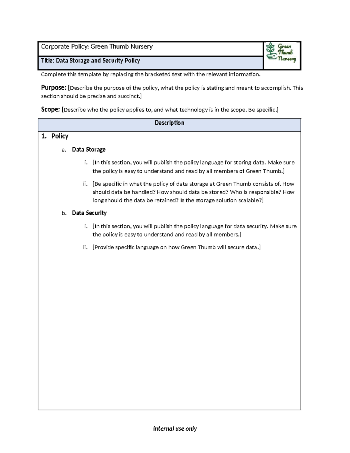 CYB 410 Project Two Milestone Two: Data Storage & Security Policy - Studocu