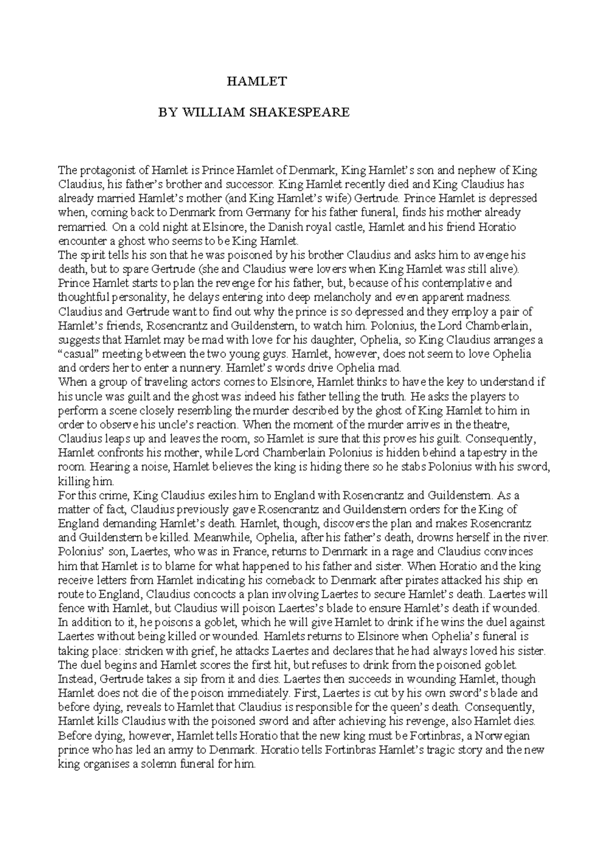 HAMLET (ENG 101) Study Guide: Key Themes and Character Analysis - Studocu