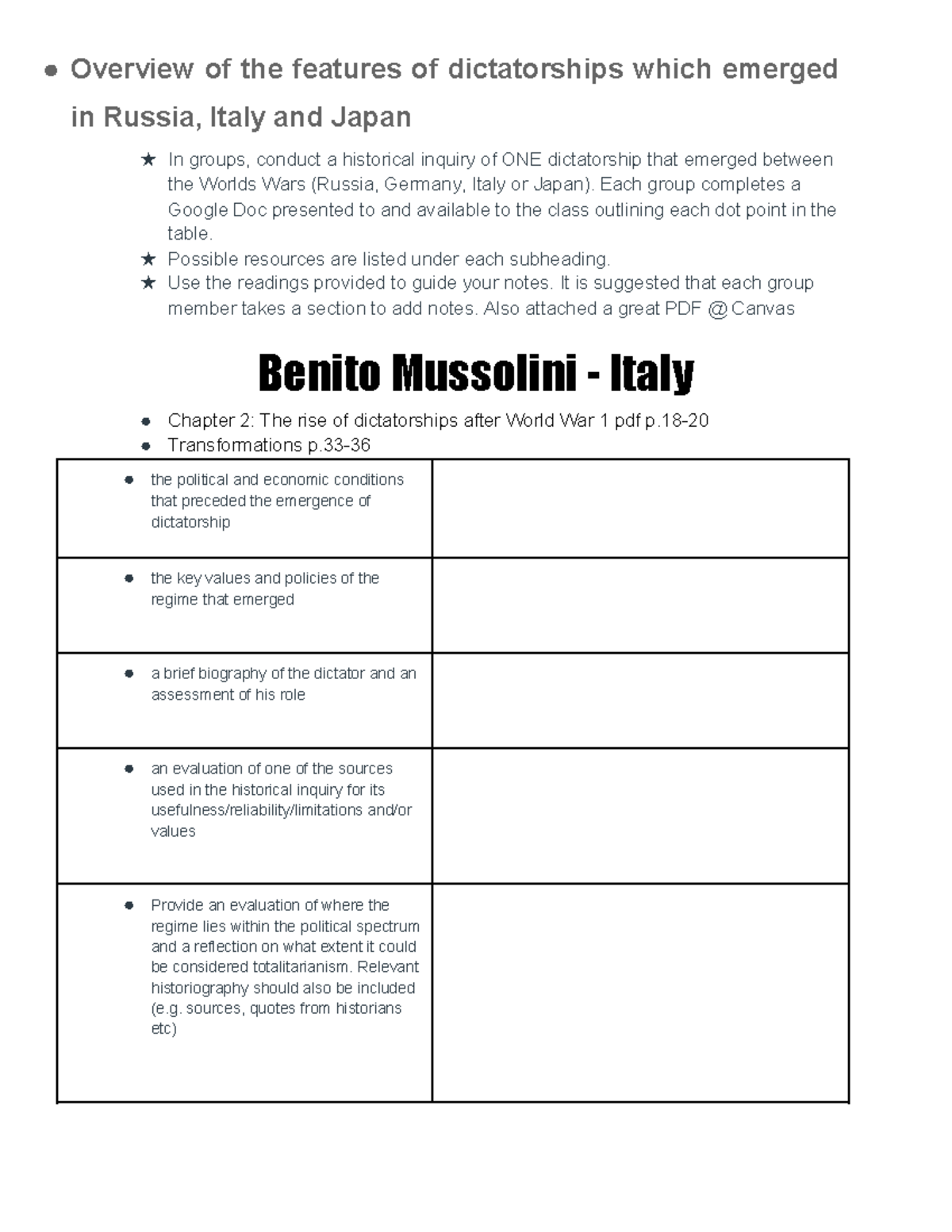 3. Group Task - Dictators research (1) (1) - Overview of the features ...