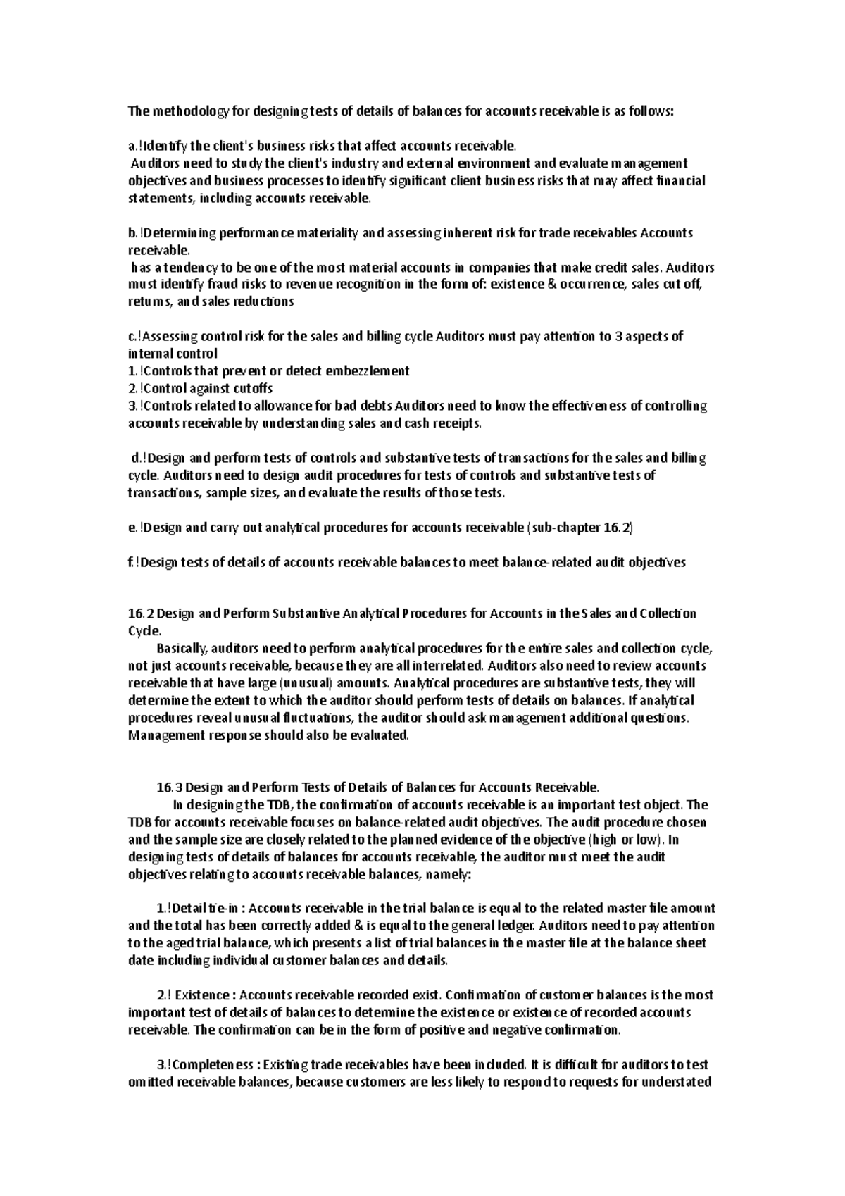 Summary of Chapter 16: Testing Accounts Receivable Balances - Studocu
