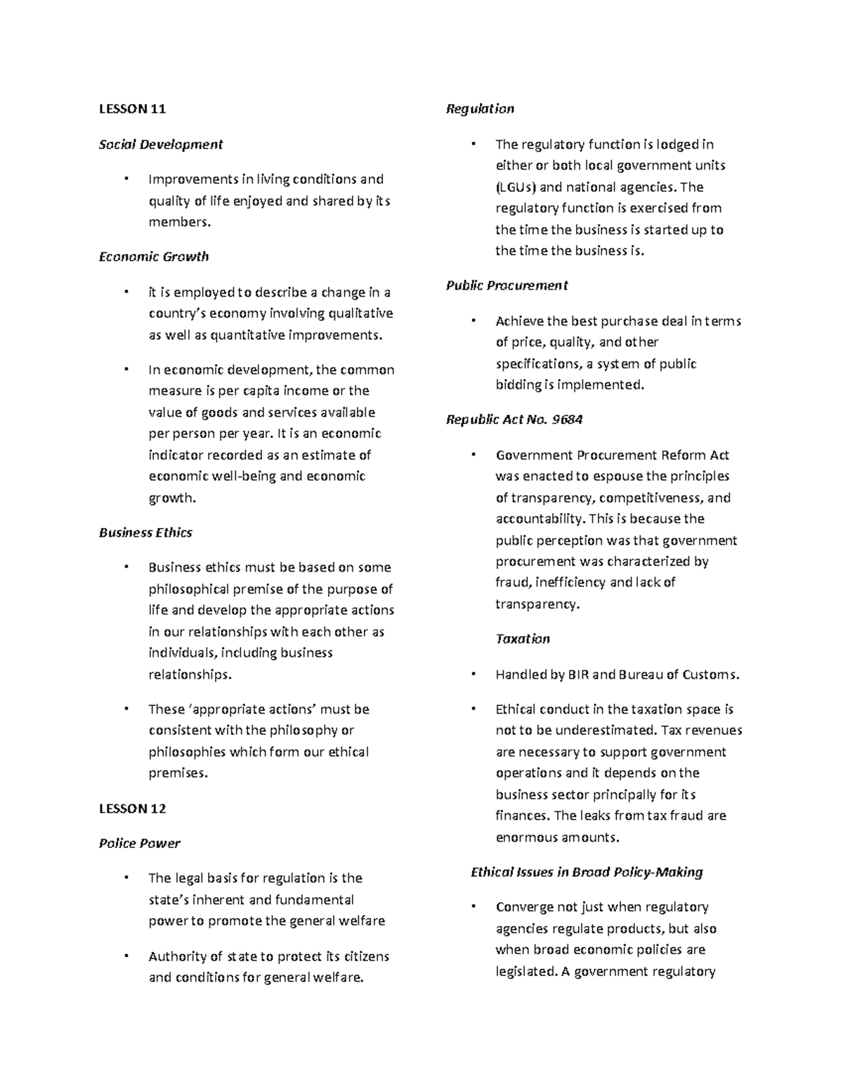 Business Ethics - LESSON 11 to 14 Overview and Key Concepts - Studocu